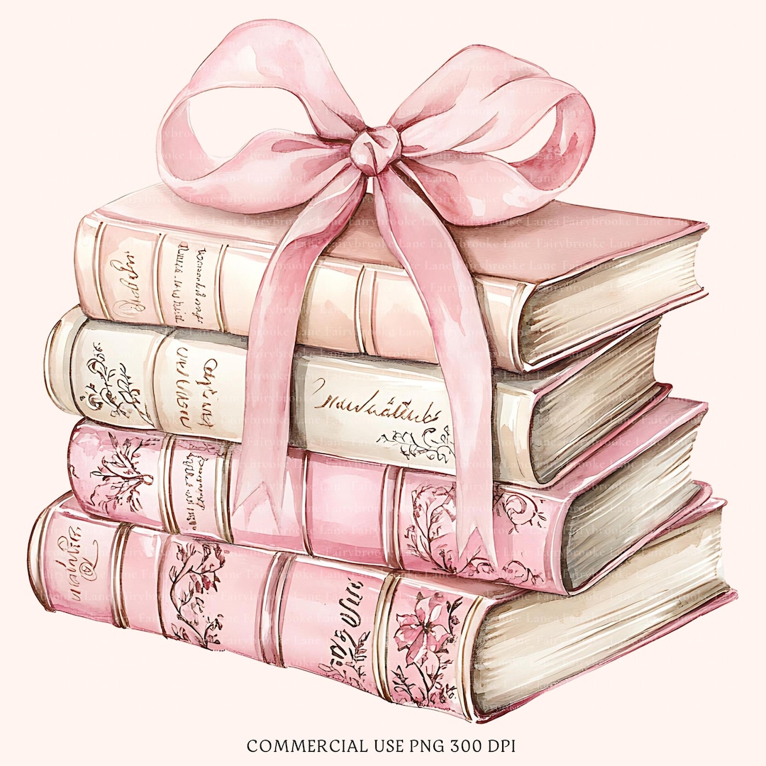 Coquette Books PNG, Watercolor Books Png, Books Clipart, Books ...