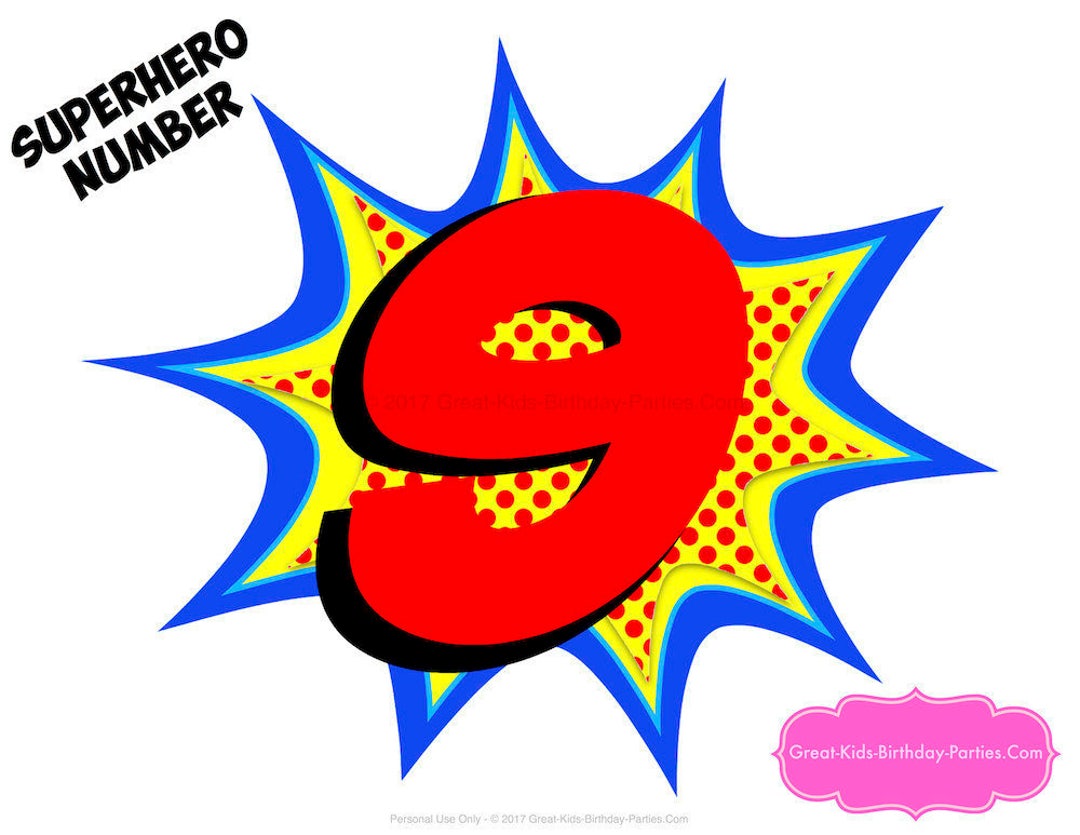 SUPERHERO NUMBER - Superhero Printables - Number 9 - Superhero ...