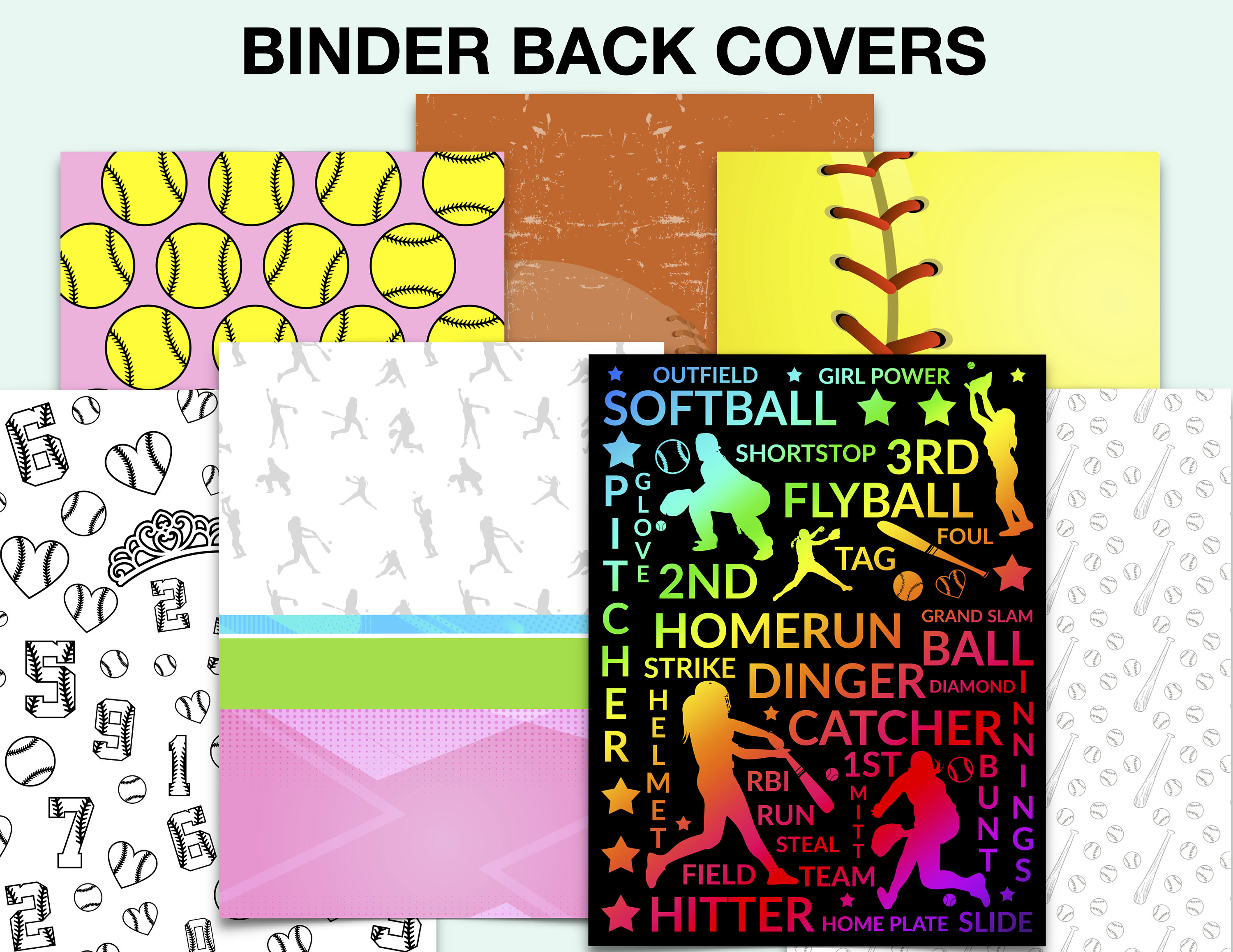 Kids Printable BINDER COVERS SOFTBALL Binder Covers 1 | Etsy