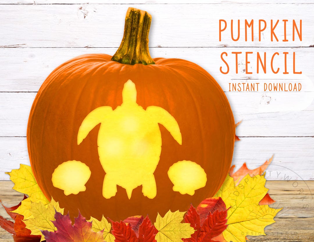 Turtle Pumpkin Stencil, Sea Turtle Printable Stencil, Jack O' Lantern ...