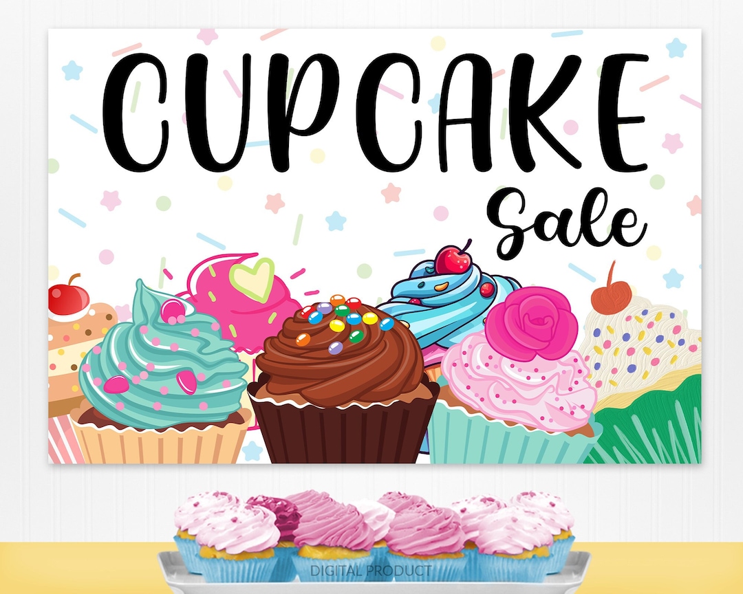 Cupcake Sale Sign, Bake Sale Banner, Cupcakes Backdrop, School ...