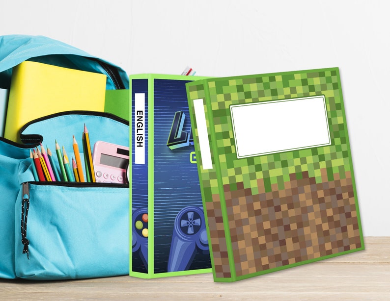 Kids Printable BINDER COVERS, Gamer Binder Covers, 1 Personalized Cover ...