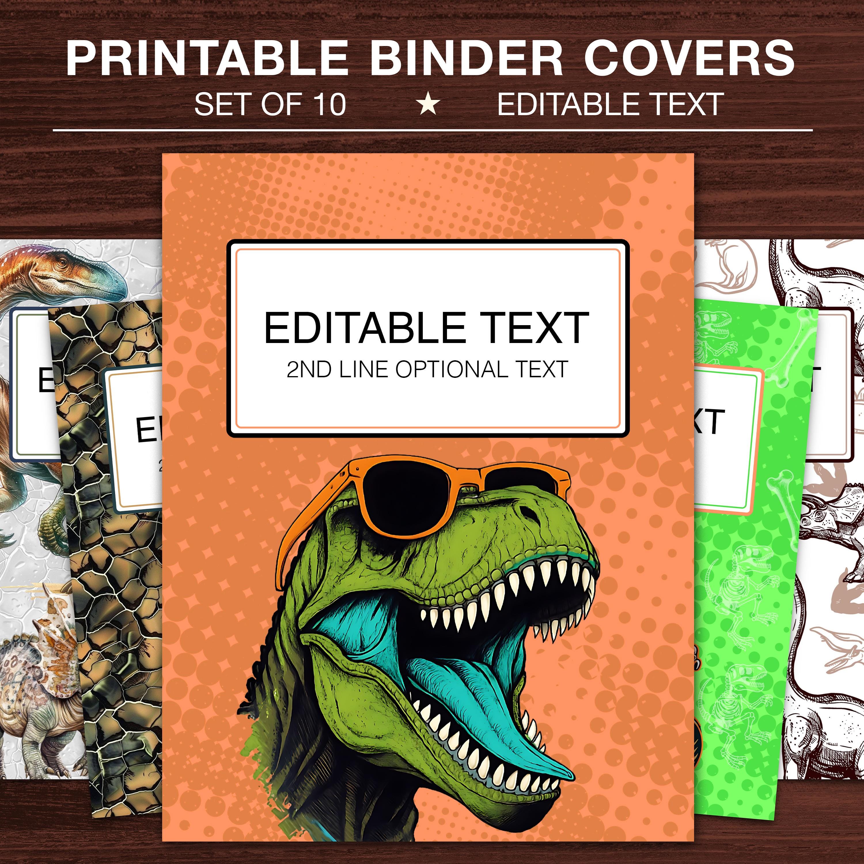 EDITABLE BINDER COVERS Printable, Back to School Dinosaur Binder Covers ...