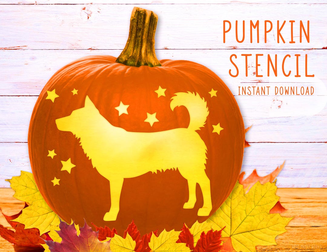 Dog Pumpkin Stencil, Husky Printable Stencil, Jack O' Lantern, Pumpkin ...