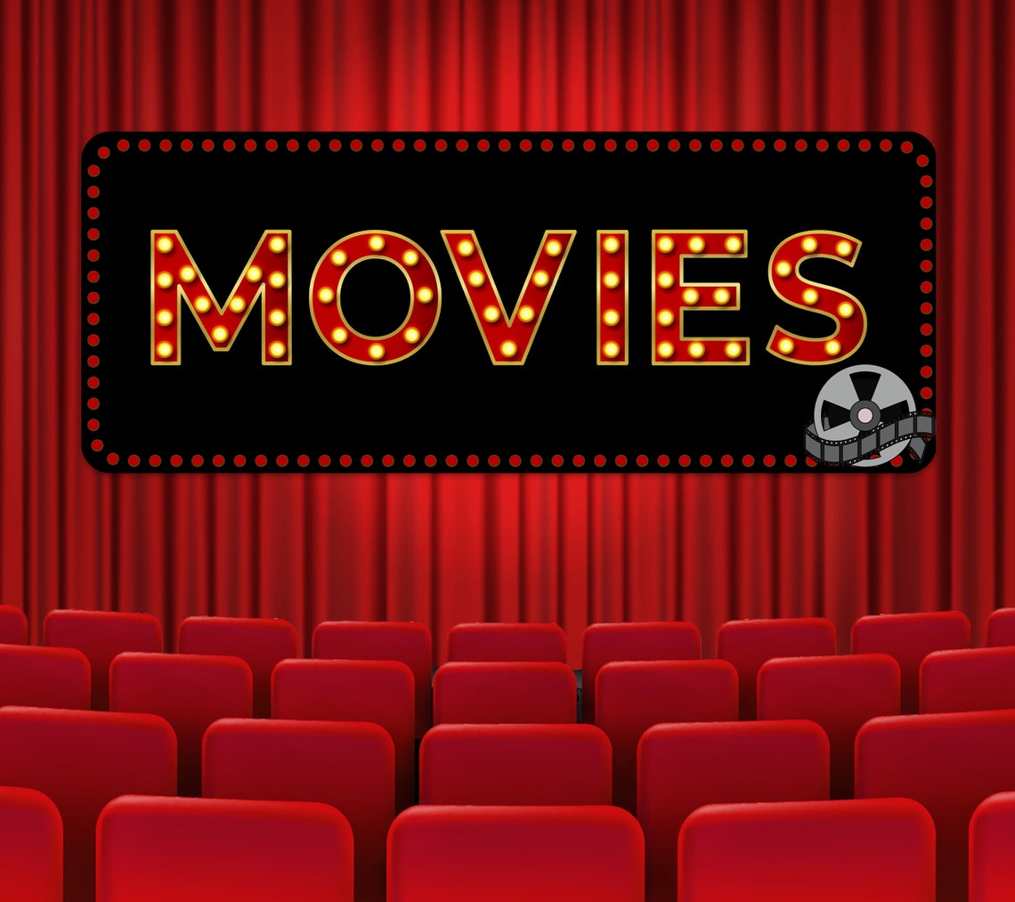 Movie Theater Sign Movie Night Party Movie Birthday Theater - Etsy