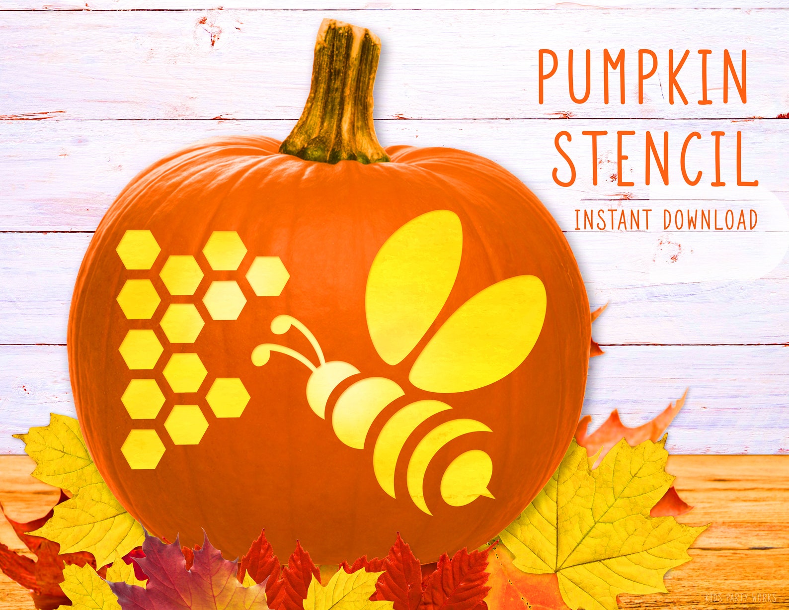 Bee Pumpkin Stencil, Beehive Pumpkin Carving Stencil, Halloween ...