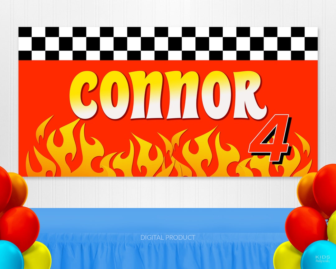 Race Car Backdrop, Racing Birthday Banner, Boy Birthday, Race Car Party ...