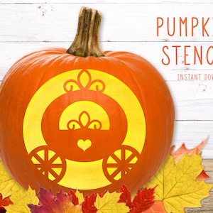 Princess Carriage Pumpkin Stencil, Printable Pumpkin Stencil, Jack O ...