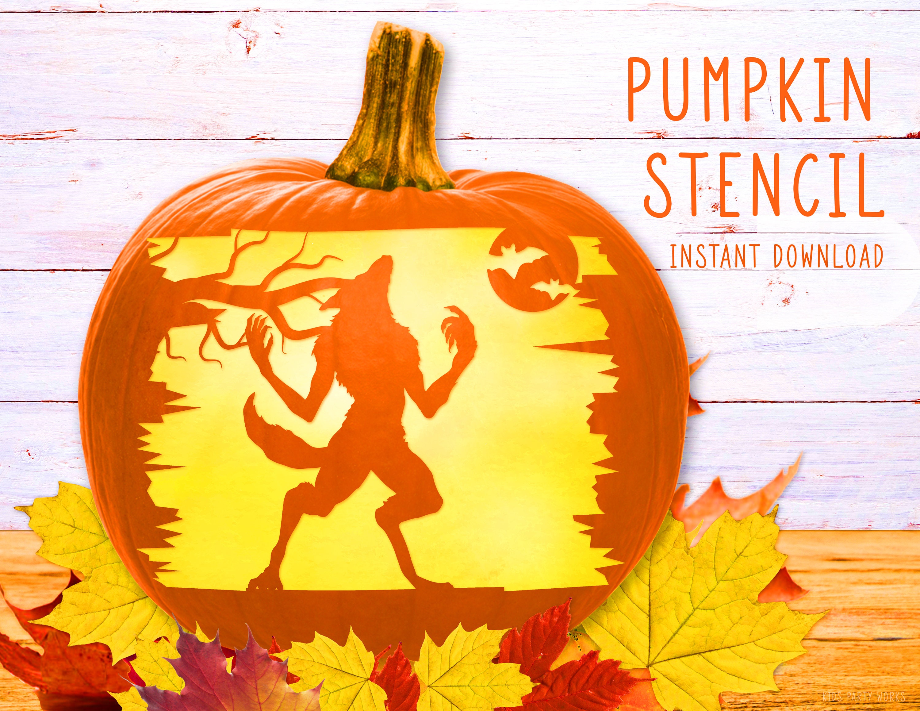Werewolf Pumpkin Stencil, Werewolf Printable Pumpkin Stencil, Jack O ...