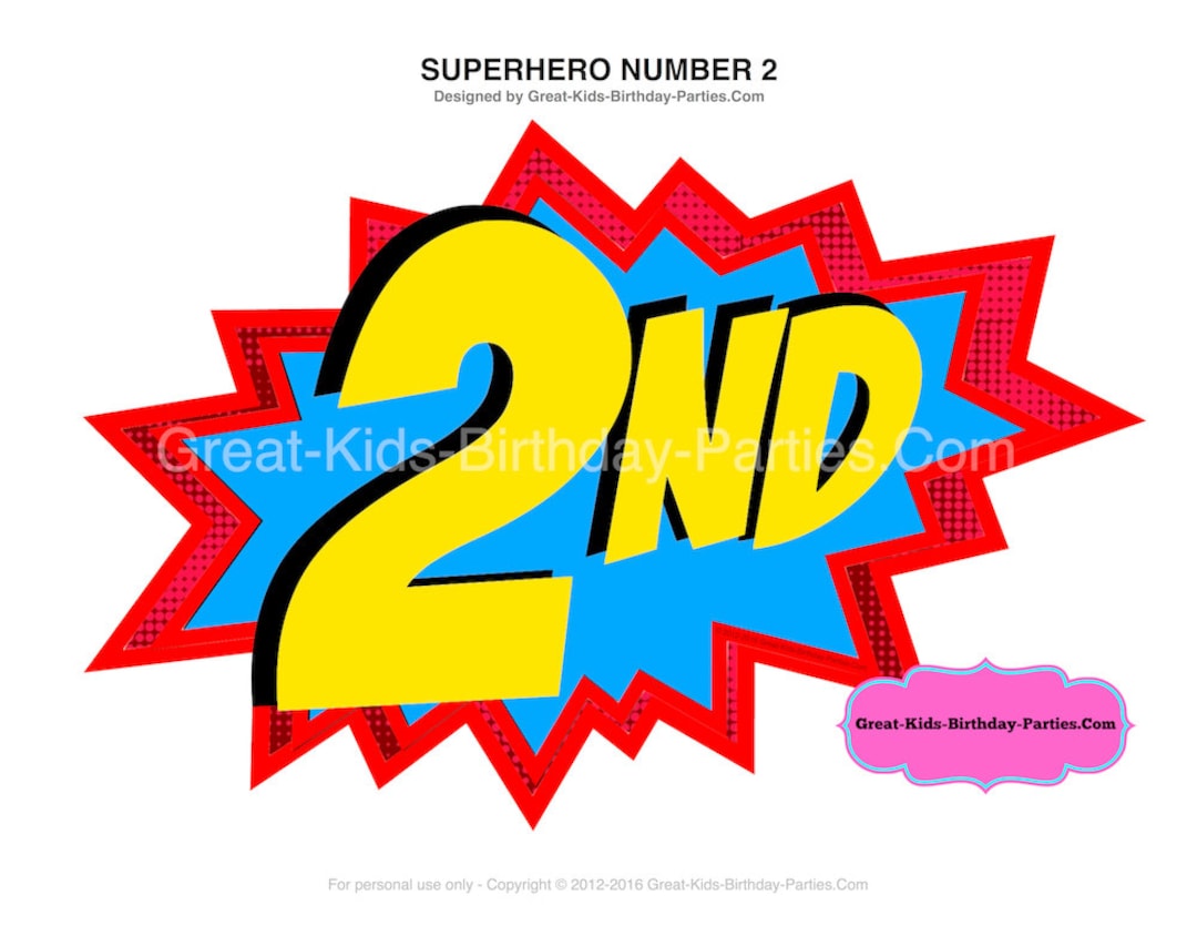 Superhero Number 2 - Superhero Printables - Superhero Birthday ...