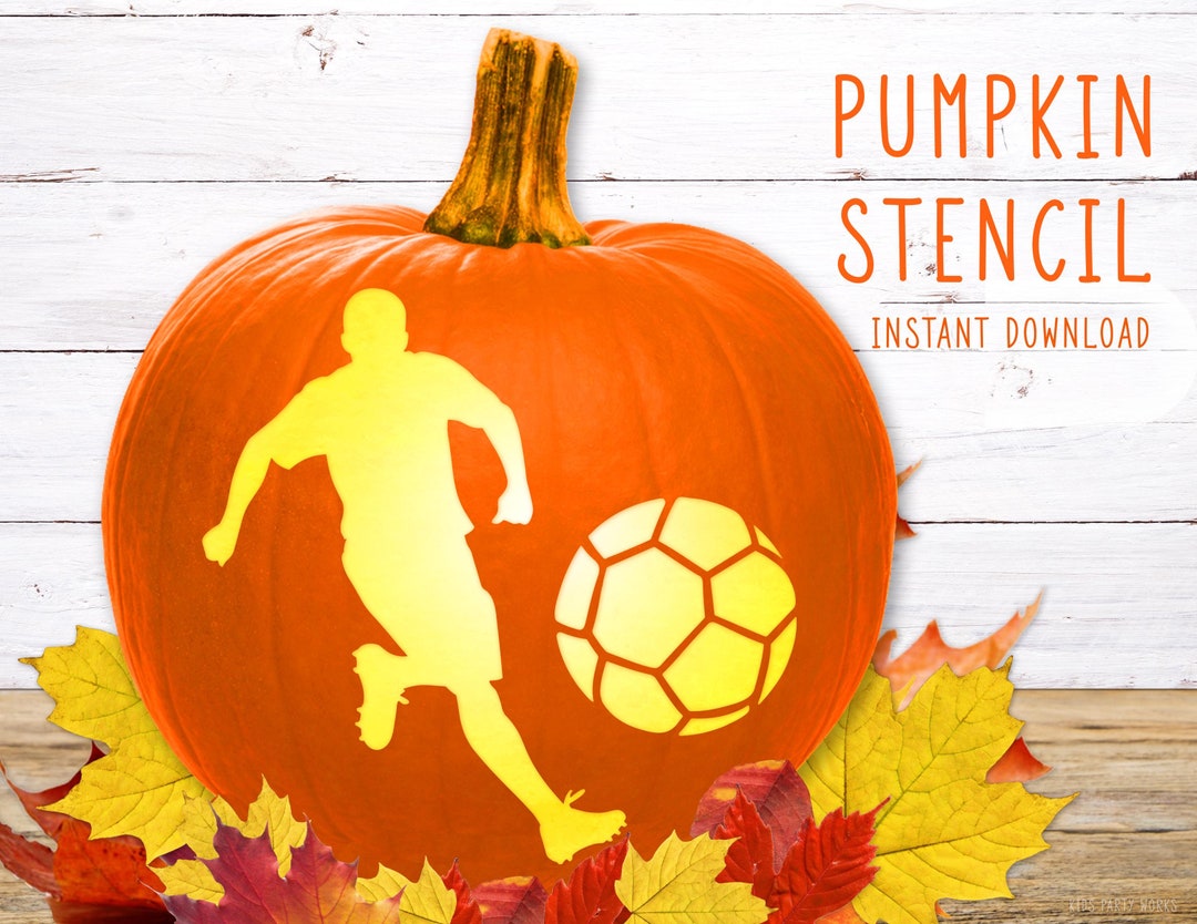 Soccer Pumpkin Stencil, Soccer Player Pumpkin Stencil, Soccer Stencil ...