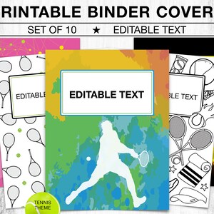 BINDER COVERS Printable Editable, Back to School, Tennis Binder Covers ...