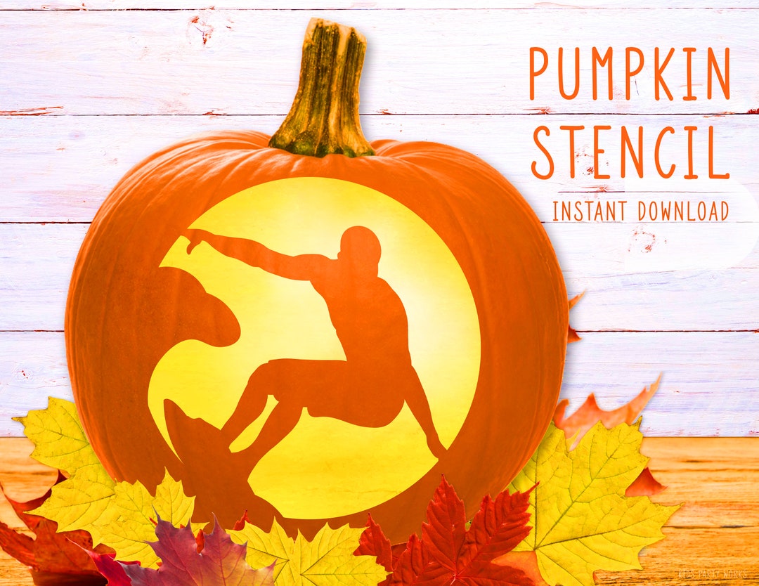 Surfer Pumpkin Stencil, Surfing Printable Pumpkin Stencil, Jack O ...