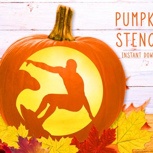 Surfer Pumpkin Stencil, Surfing Printable Pumpkin Stencil, Jack O ...