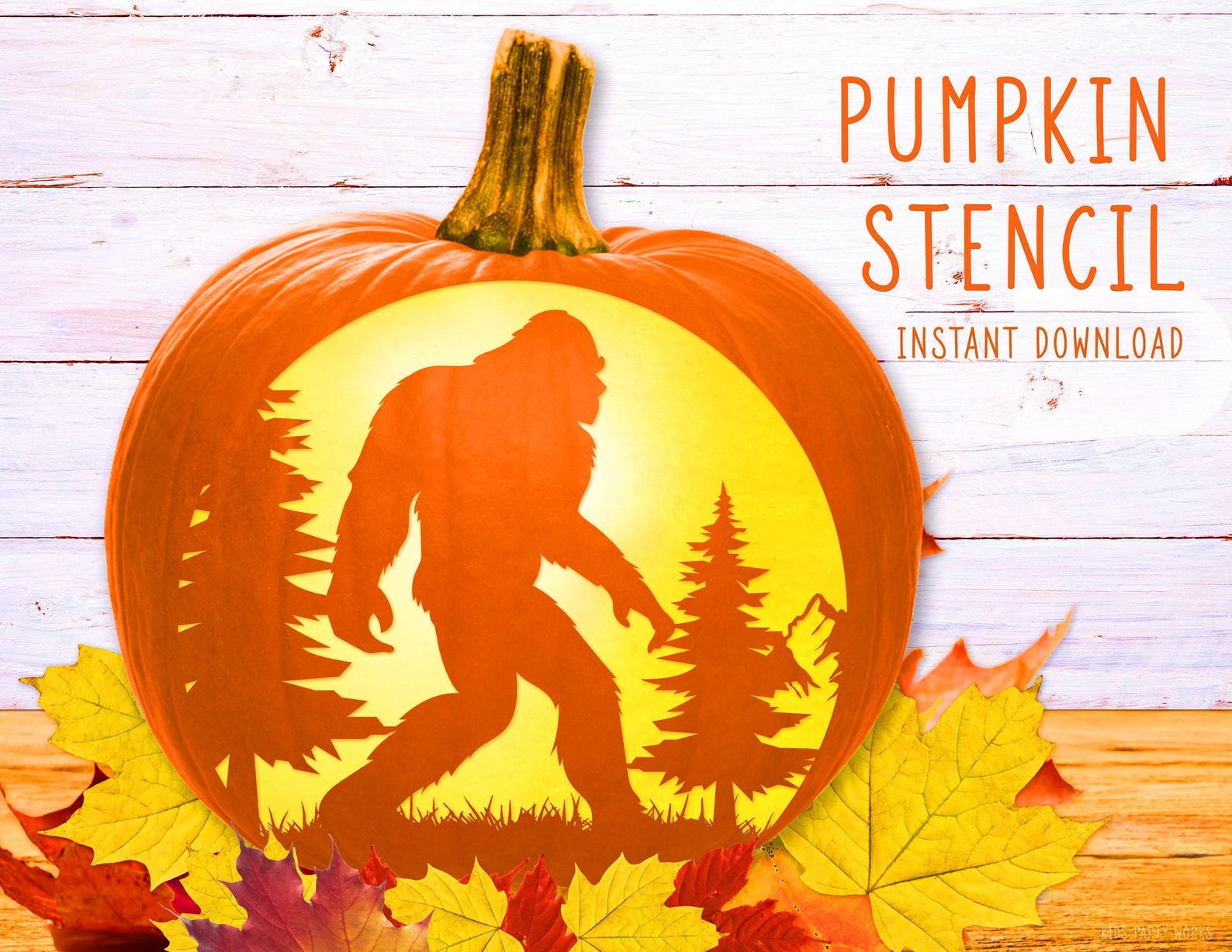 Bigfoot Pumpkin Stencil, Sasquatch PRINTABLE Stencil, Jack O' Lantern ...