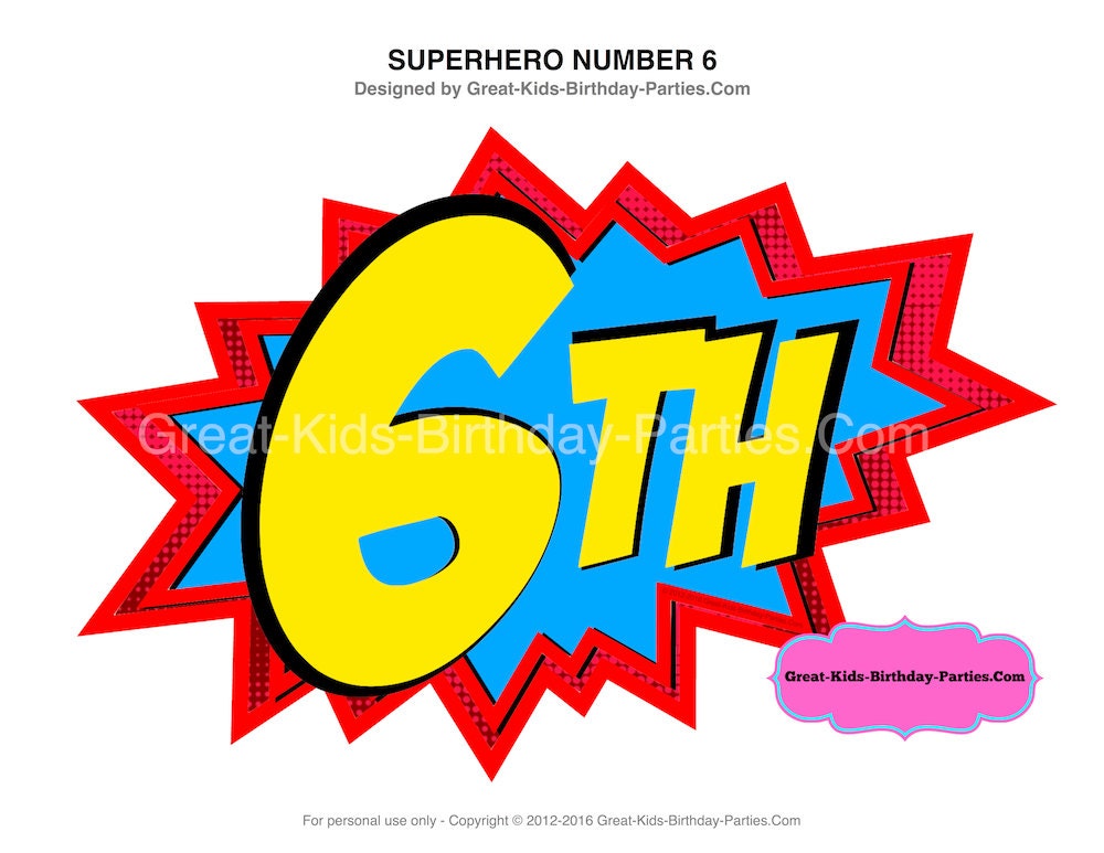 Superhero Number 6 Superhero Printables Superhero Birthday | Etsy