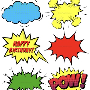 Superhero Comic Bubbles, Speech Bubbles, Superhero Birthday, Superhero ...