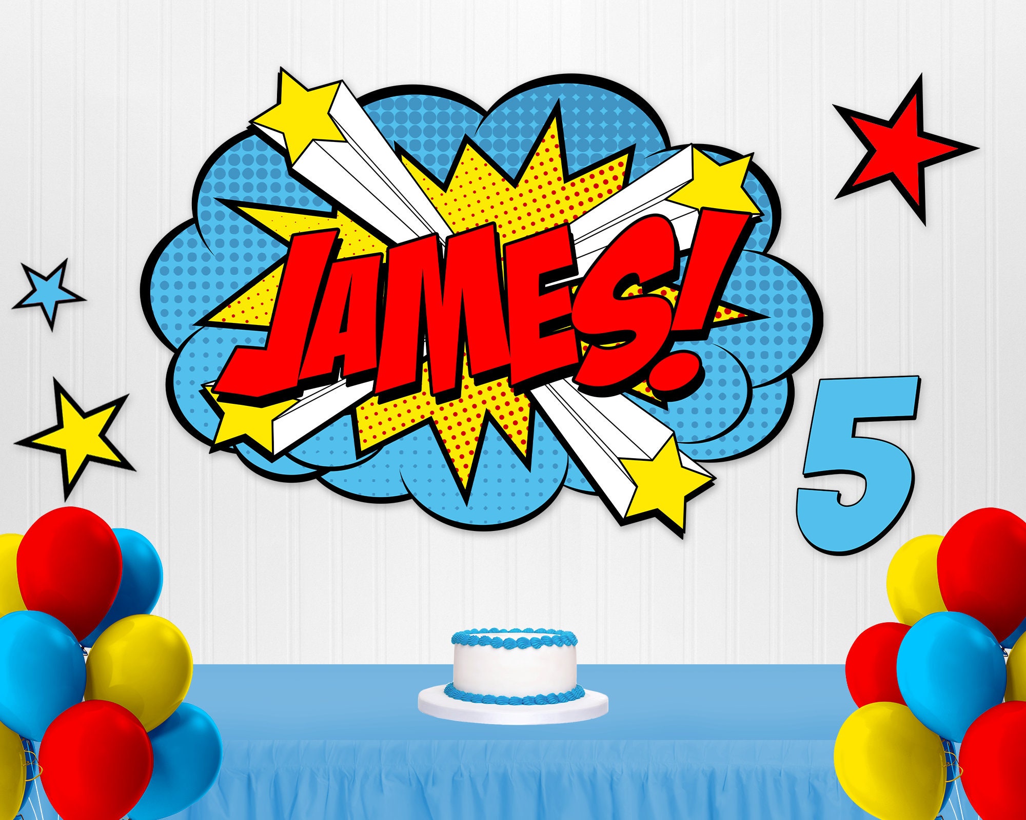 Superhero Birthday Backdrop Superhero Background Party - Etsy