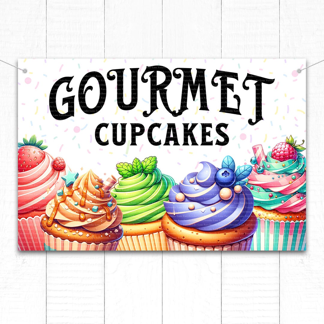 Gourmet Cupcakes Sign, Bake Sale, Cupcake Sale Sign, Bake Sale Banner ...