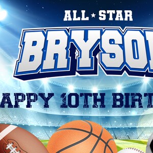 All Star Backdrop, Printable Sports Backdrop, Football Basketball ...