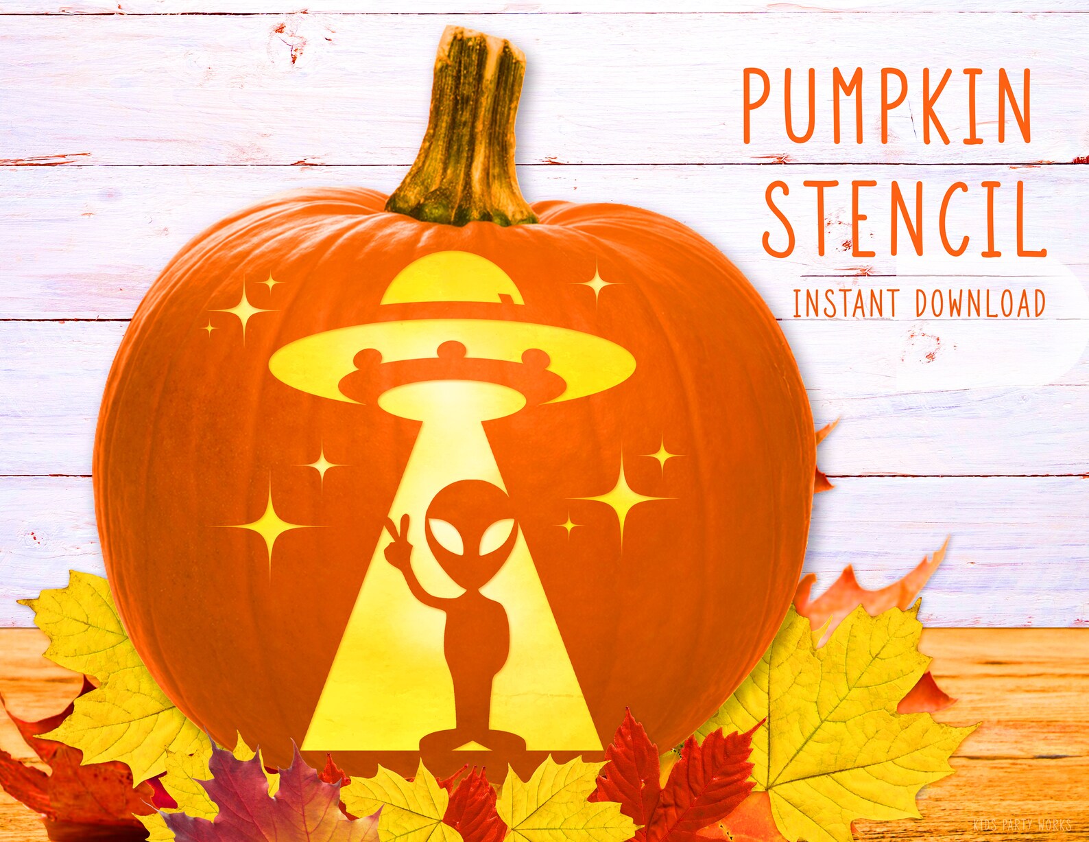 Alien Pumpkin Stencil, UFO Printable Stencil, Jack O' Lantern, Pumpkin ...