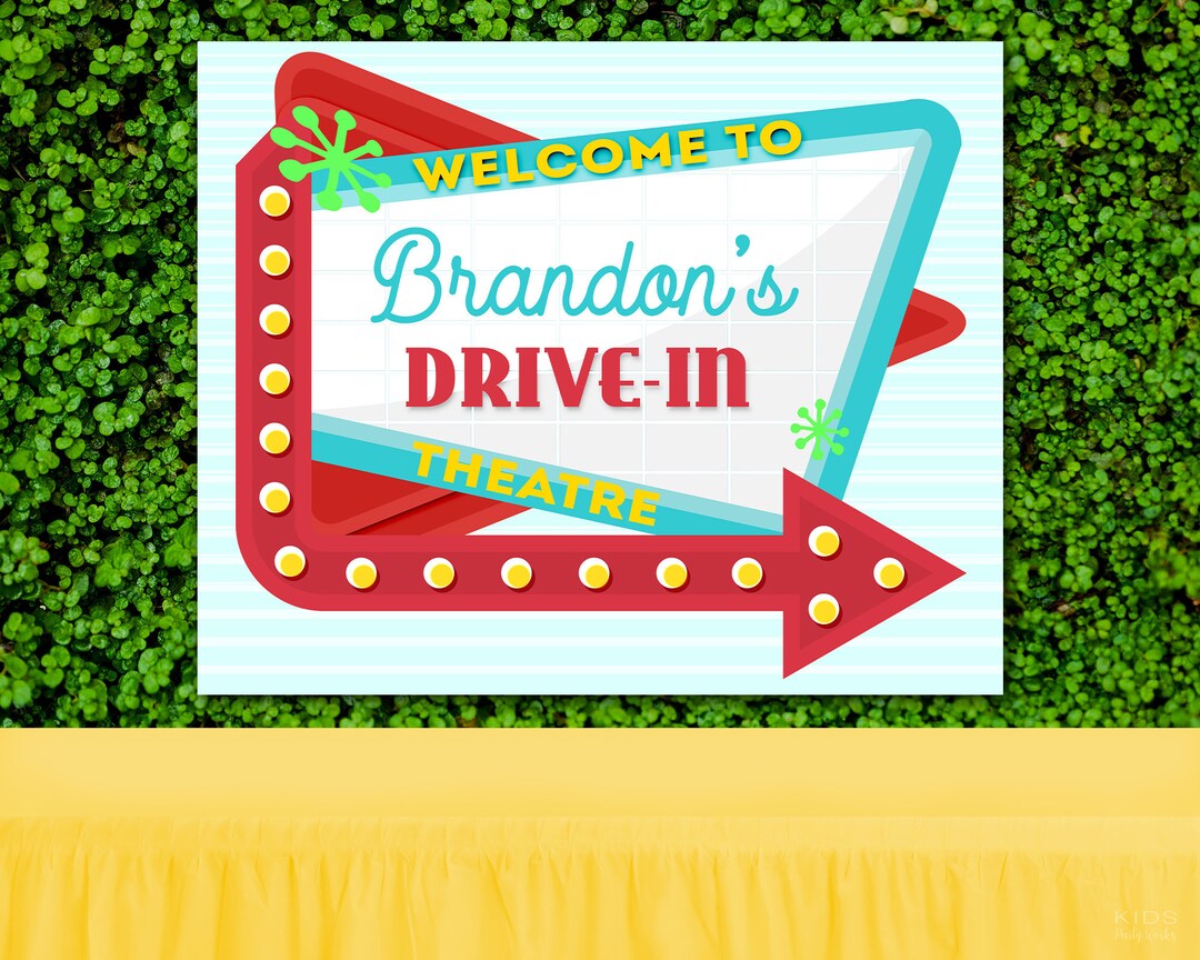 Retro Drive-in Movie Sign | Drive in Sign | Movie Night Backdrop ...