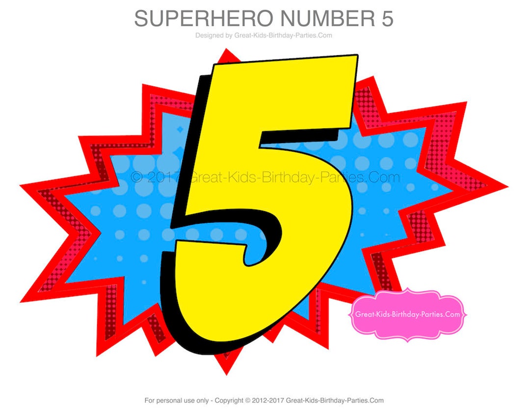 Superhero Number 5 - Superhero Birthday - Superhero Centerpiece ...