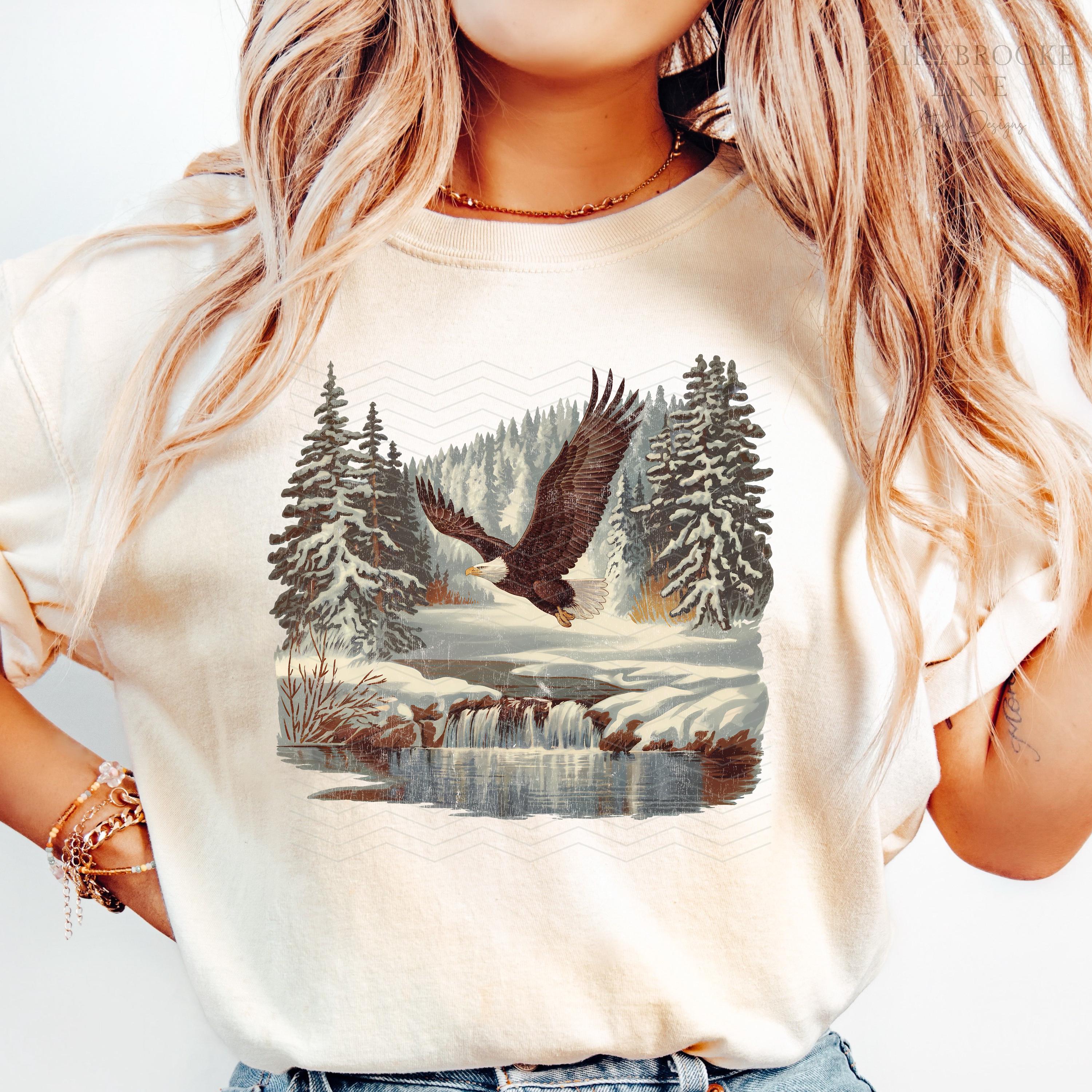 Eagle PNG, Retro Bald Eagle Wilderness Scene 90s Sweatshirt Png ...