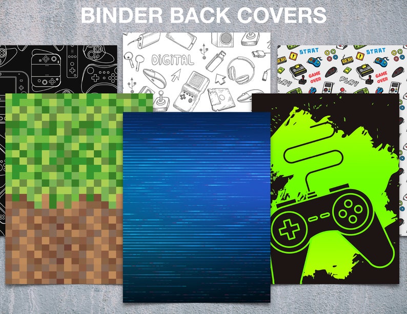 Kids Printable BINDER COVERS Gamer Binder Covers 1 - Etsy