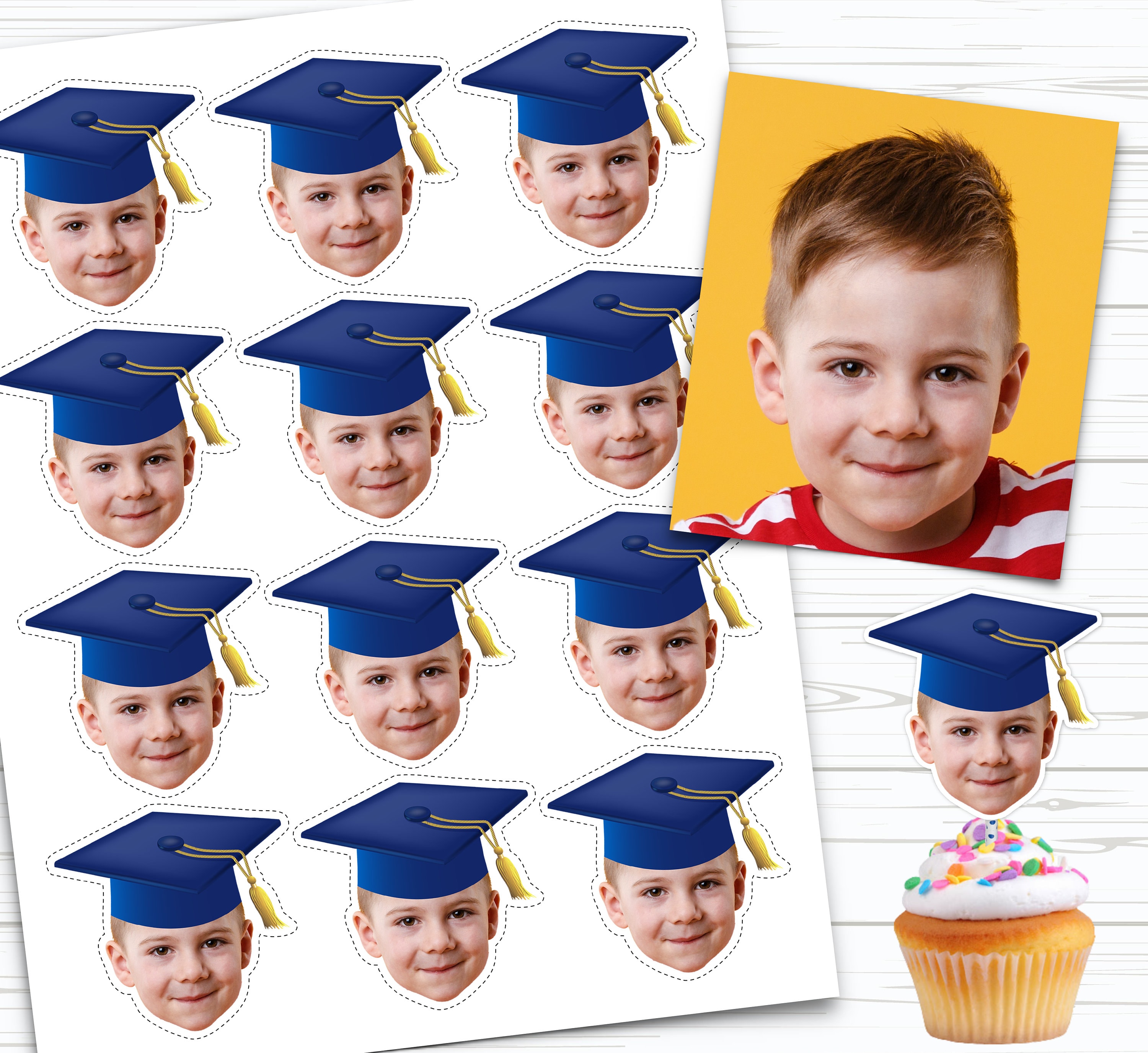 Printable Graduation Photo Cupcake Toppers | Graduation Party | Custom ...