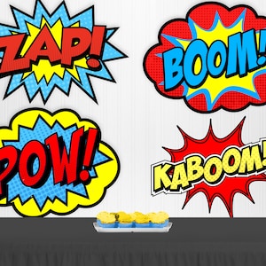 Giant Superhero Comic Bubbles, Superhero Birthday Party Sign, Speech ...