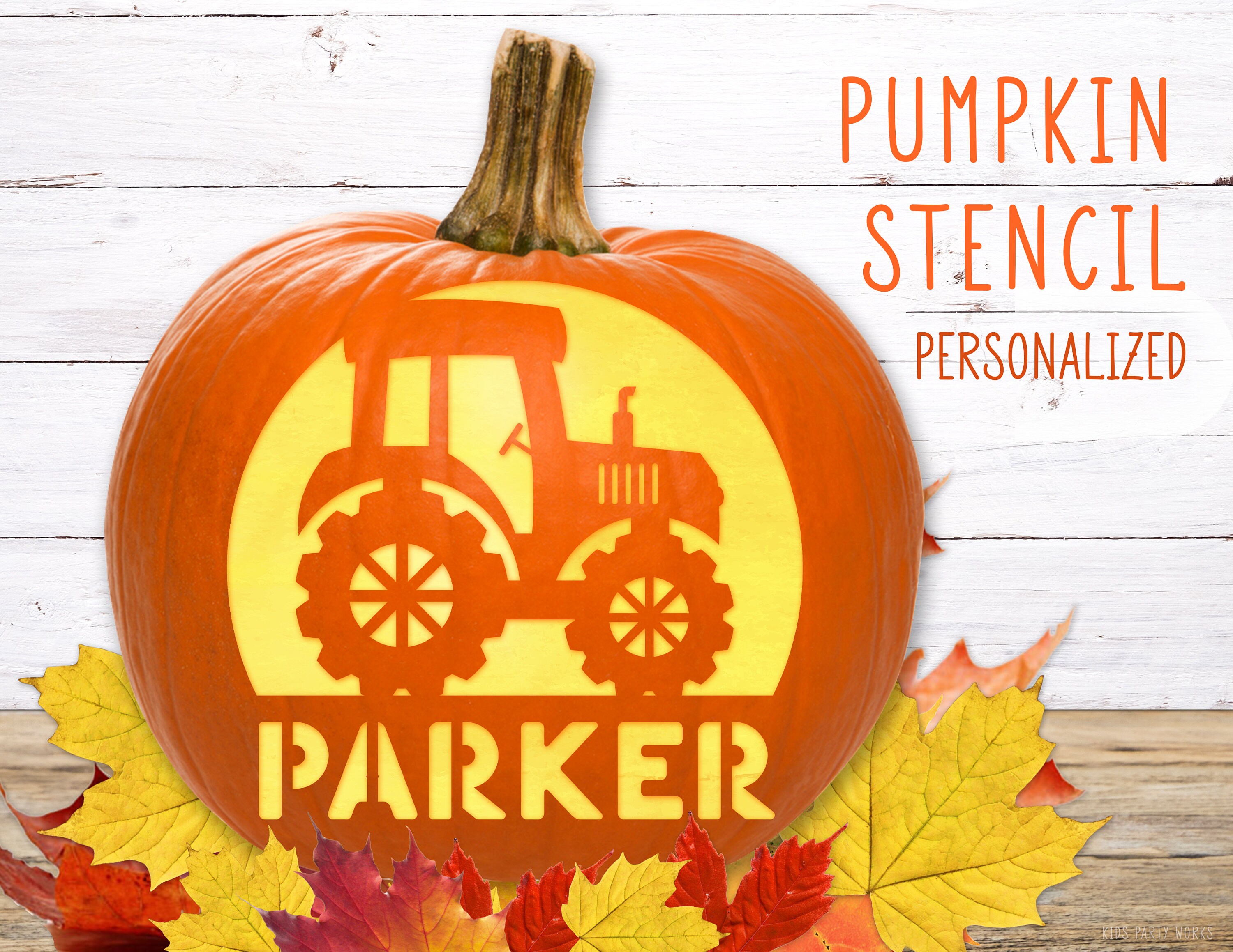 Tractor Pumpkin Stencil, Personalized Pumpkin Stencil, Pumpkin Carving ...