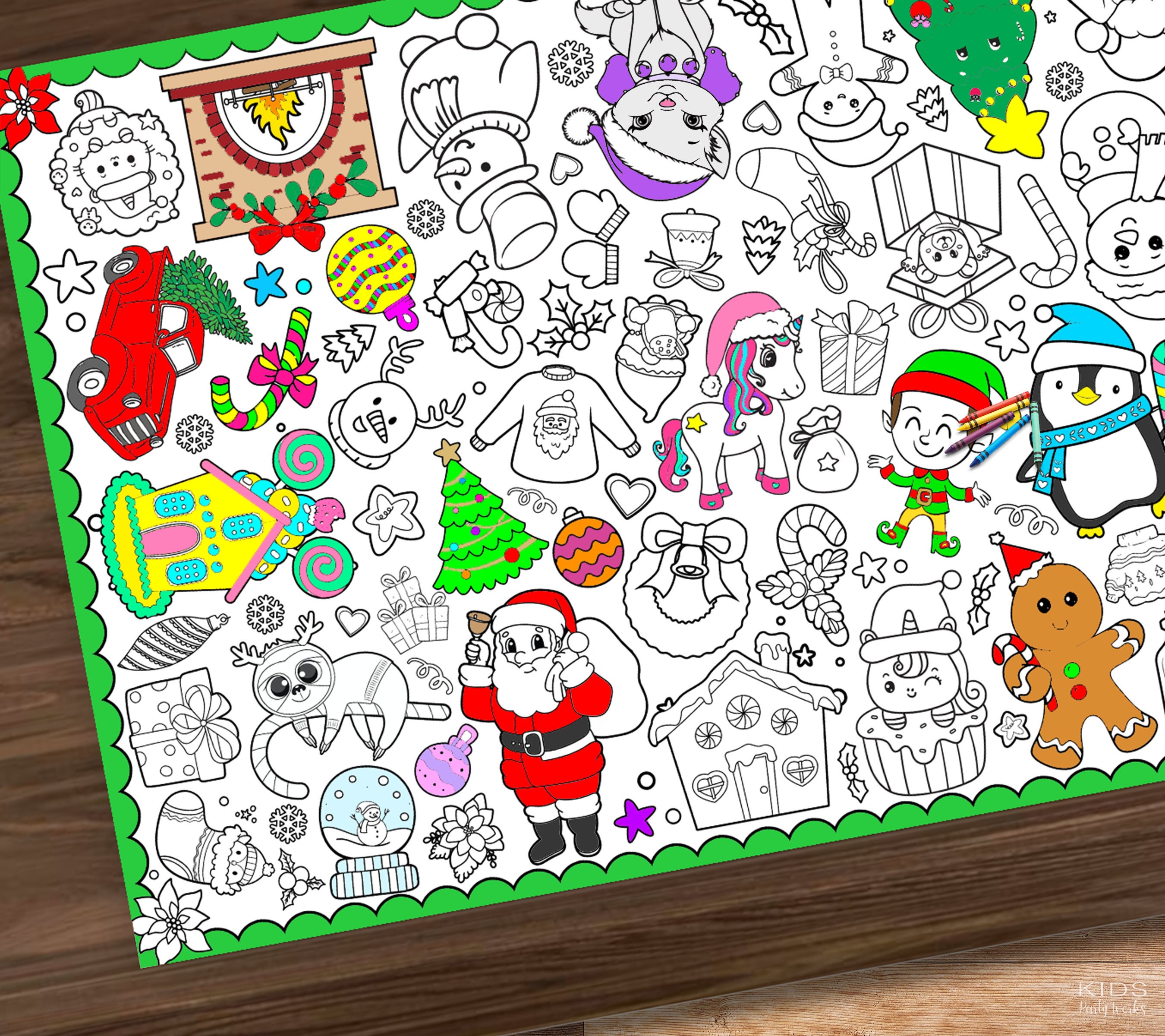 GIANT Christmas Coloring Poster or Table Cover Kids Christmas - Etsy