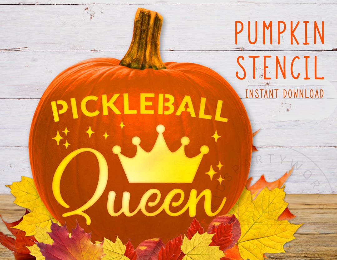 Pickleball Queen Pumpkin Stencil, Pickleball Pumpkin Stencil ...