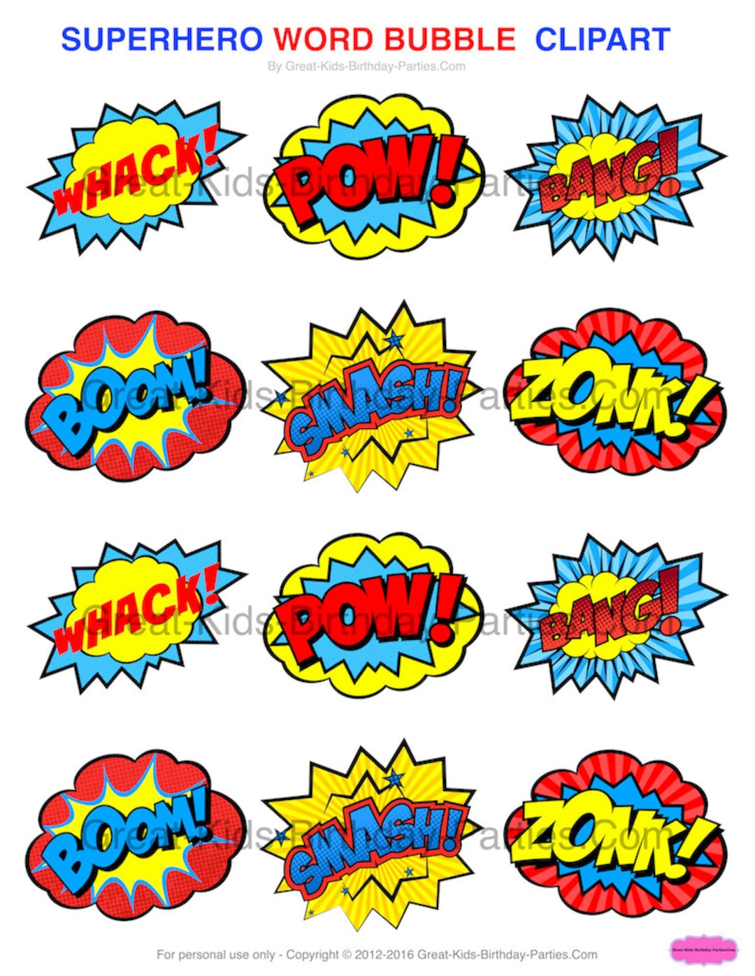 Superhero Bubble Words