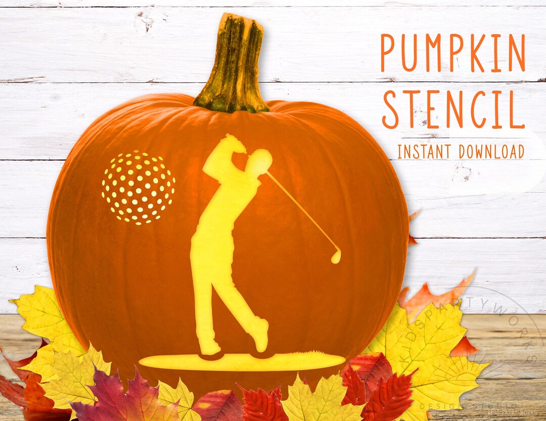 Golf Pumpkin Stencil, Golfer Pumpkin Stencil, Golfing Stencil, Golf ...