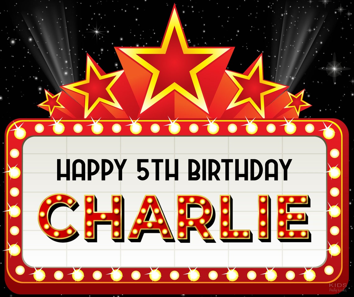Movie Theater Sign, Movie Night Party, Movie Birthday, Theater Backdrop ...