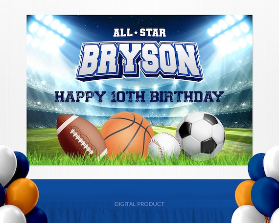 All Star Backdrop, Printable Sports Backdrop, Football Basketball ...