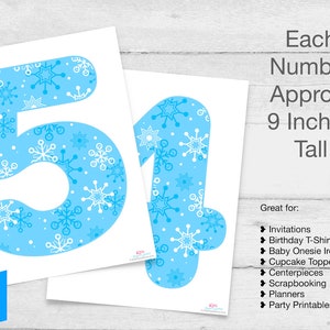 Numbers Clipart - Snowflakes Number Clipart - Number Iron-on - Birthday ...