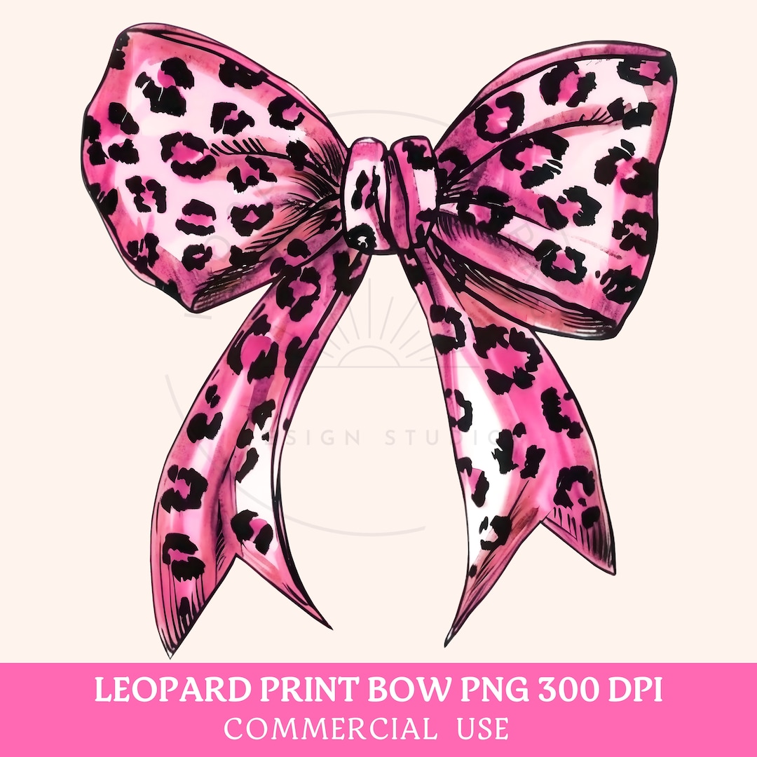 Coquette Bow PNG, Leopard Print Bow PNG, Pink Leopard Bow Sublimation ...