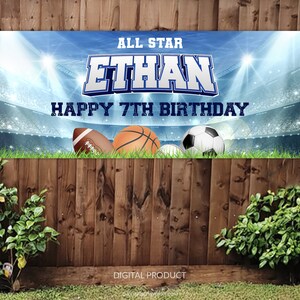 All Star Backdrop, Printable Sports Backdrop, Football Basketball ...