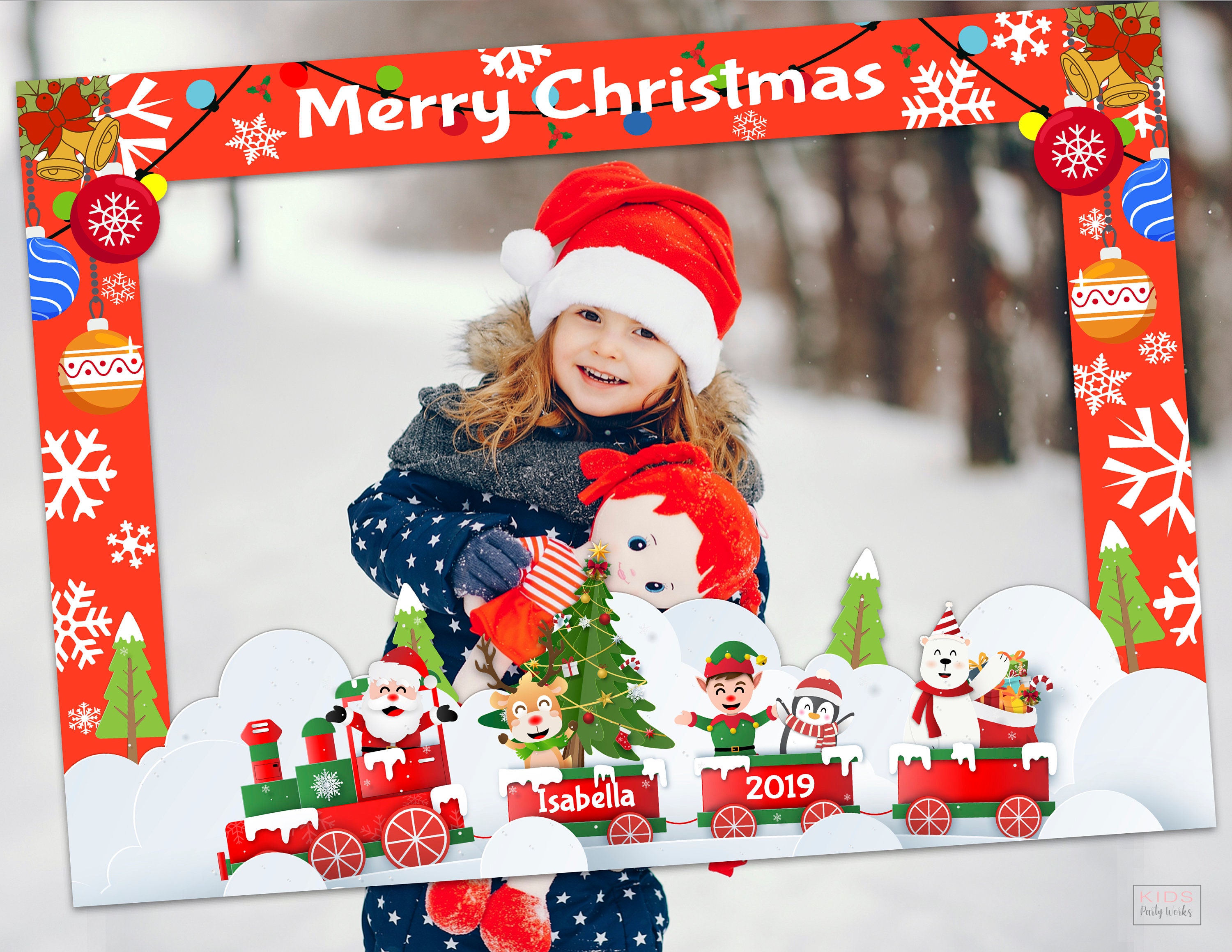Christmas Photo Booth Frame Personalized, Custom Merry Christmas Frame ...