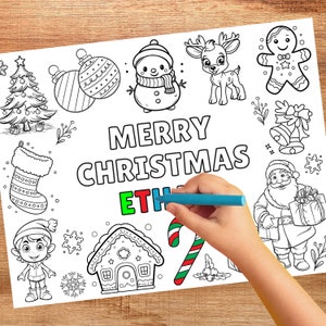 Personalized Christmas Coloring Page, Editable Christmas Coloring Page ...