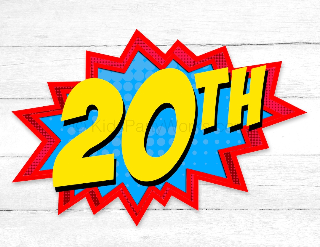 Superhero Number 20 - Superhero Printables - Superhero Birthday ...