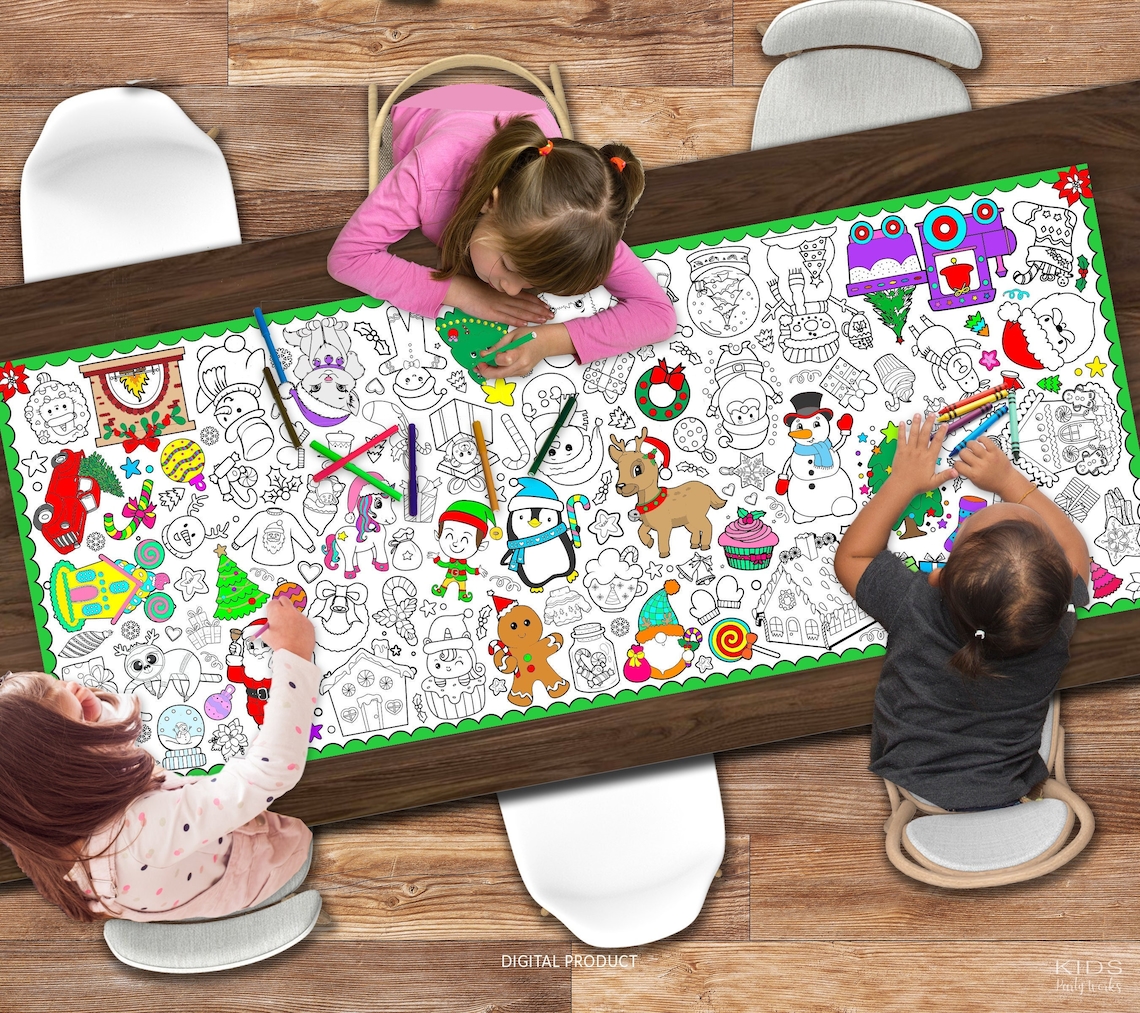 GIANT Christmas Coloring Poster or Table Cover Kids Christmas - Etsy