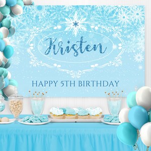 Frozen Ice Backdrop, Ice Princess Birthday, Snow Party Banner, Party ...