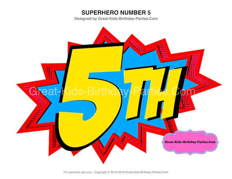 Superhero Number 5 Superhero Printables Superhero Birthday Superhero ...