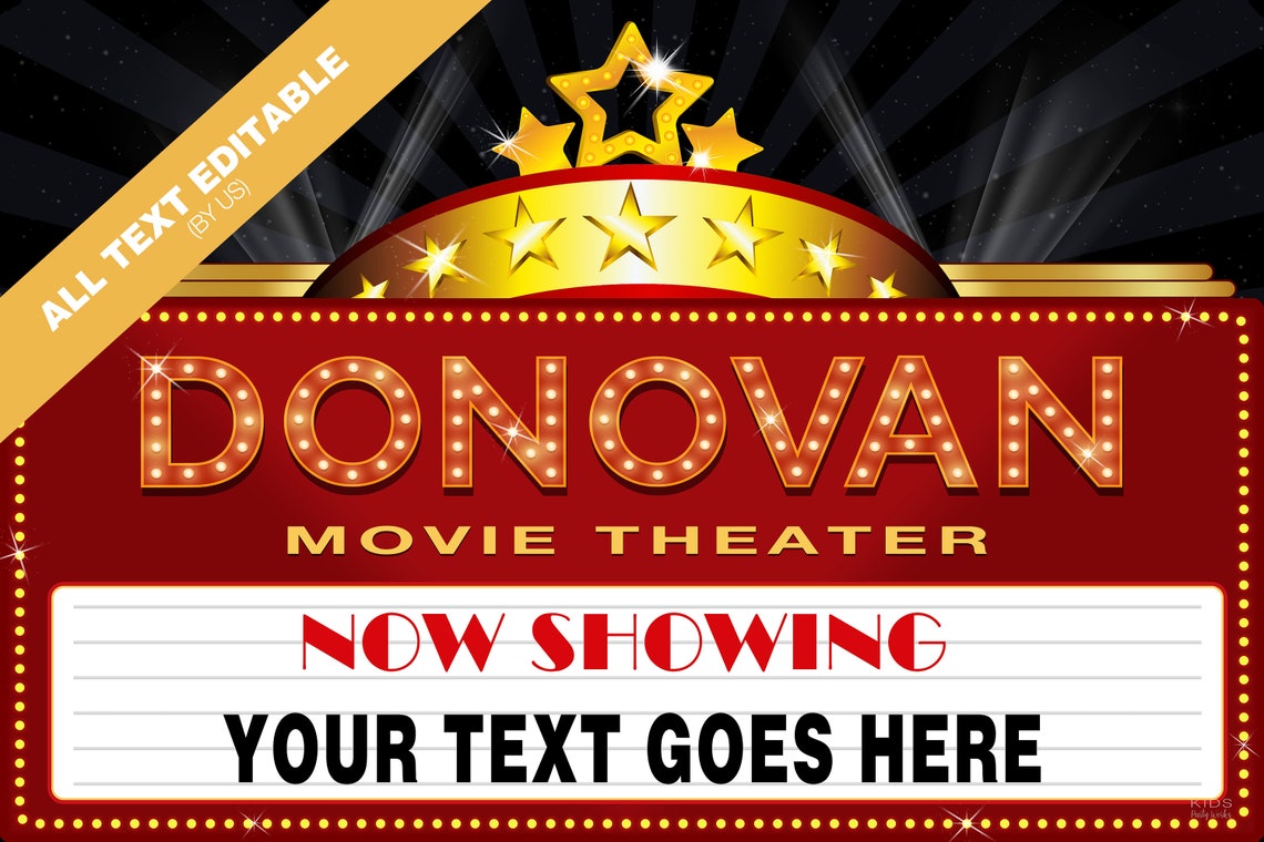 Movie Theater Sign Movie Night Party Movie Birthday Theater - Etsy