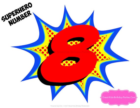 SUPERHERO NUMBER - Superhero Printables - Number 8 - Superhero ...