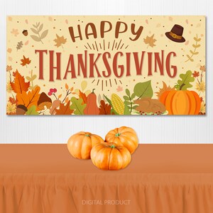 Happy Thanksgiving Banner, Happy Thanksgiving Sign, Holiday Party ...